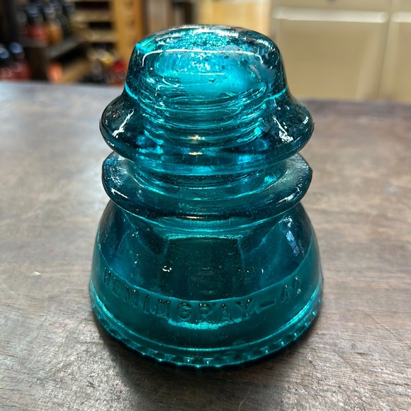 Other | Vintage Hemingway 42 Aqua Blue Glass Insulator Beaded Bottom ...